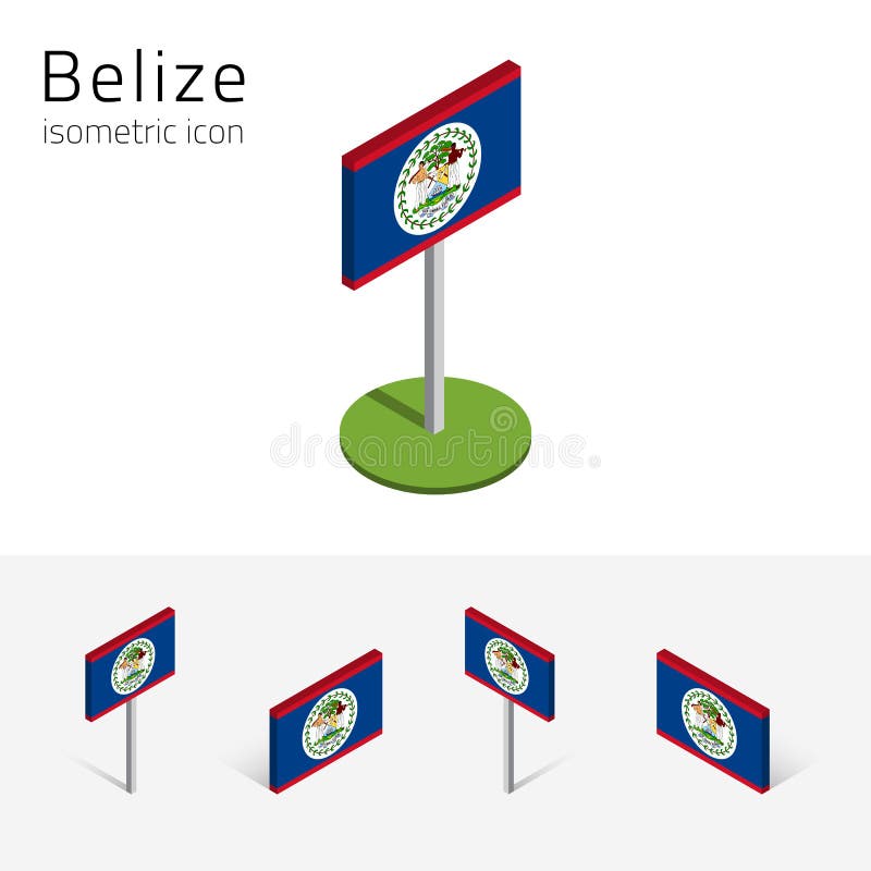 Belize Flag, Set of 3D Isometric Icons Stock Vector - Illustration of ...