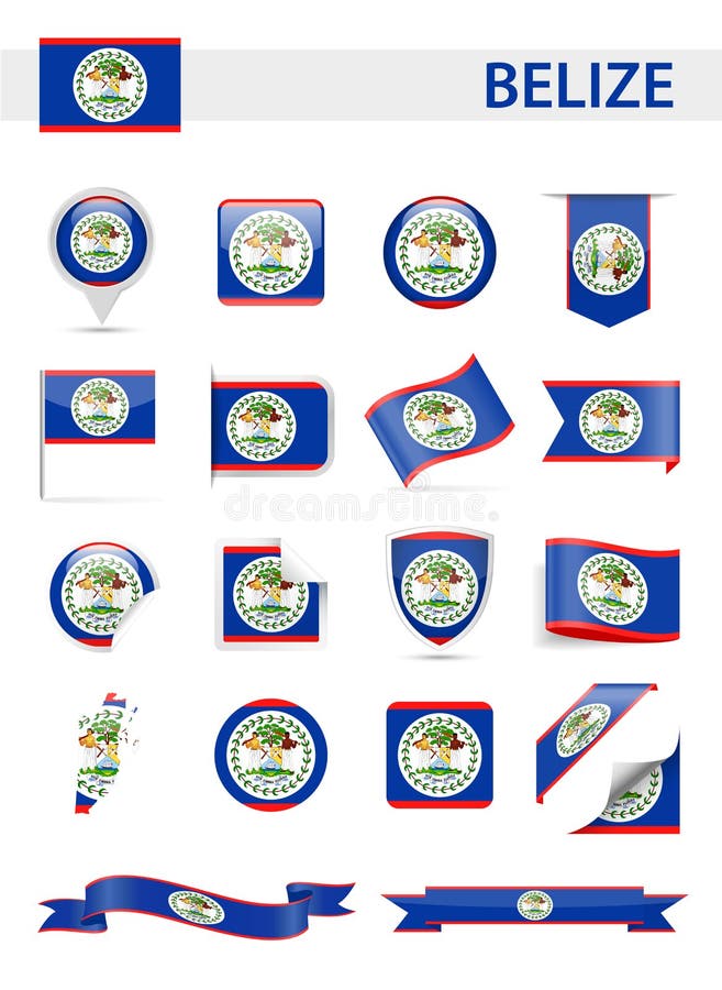 Belize Flag Vector Set stock illustration. Illustration of banner ...