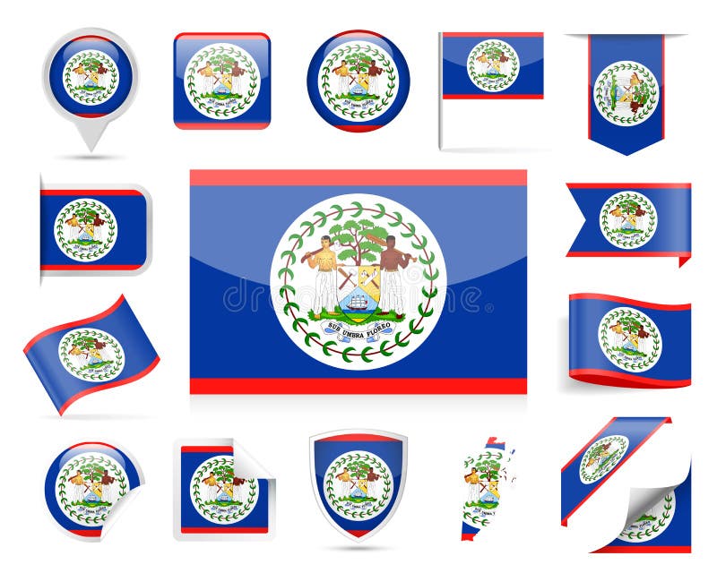 Belize Flag Vector Set stock illustration. Illustration of national ...
