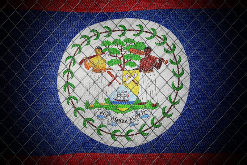 Belize Flag and Wire Mesh Fence Stock Illustration - Illustration of ...