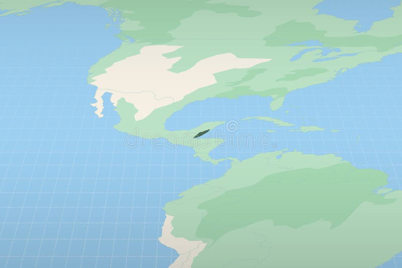 Belize Highlighted on a Detailed Map, Geographic Location of Belize ...