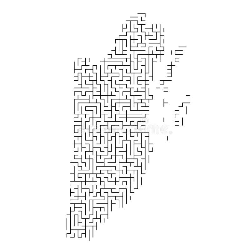 Belize Map from Black Pattern of the Maze Grid. Vector Illustration ...