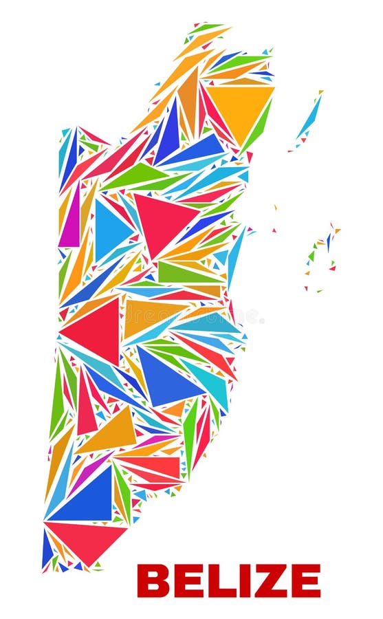 Belize Map - Mosaic of Color Triangles Stock Vector - Illustration of ...