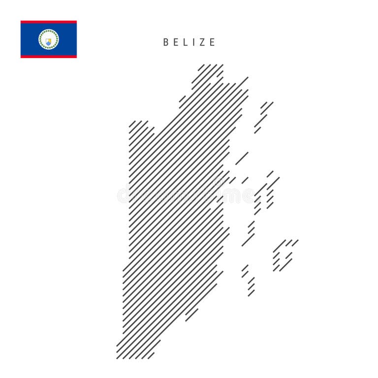Belize Map from Pattern of Black Slanted Parallel Lines. Flat Vector ...