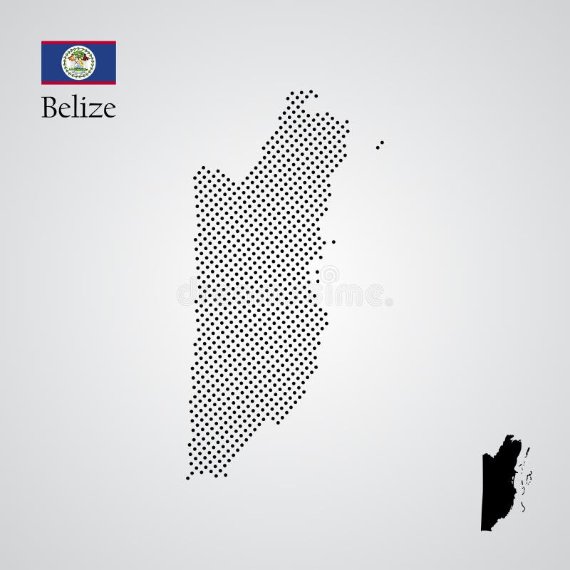 Belize Map Silhouette Halftone Style Stock Illustration - Illustration ...