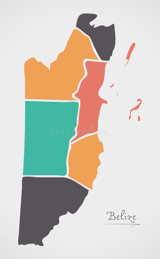Belize Map with States and Modern Round Shapes Stock Vector ...