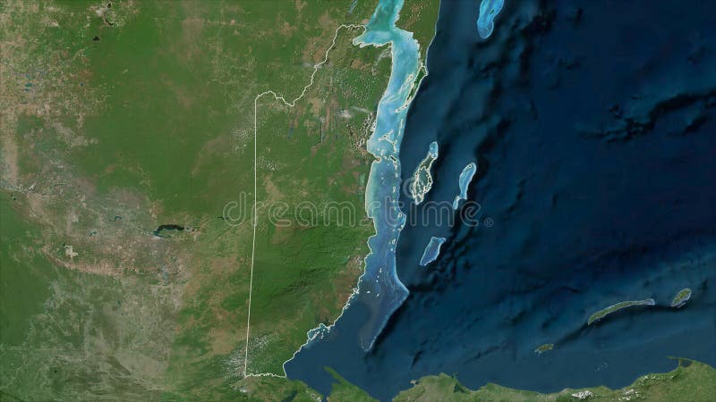 Belize Outlined. High-res Satellite Stock Illustration - Illustration ...