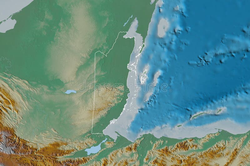 Belize outlined. Relief stock illustration. Illustration of belmopan ...