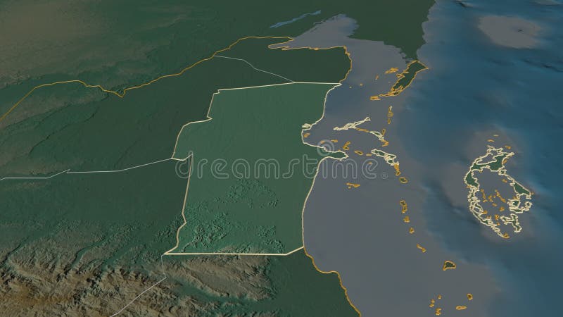 Belize, Belize - Outlined. Relief Stock Illustration - Illustration of ...