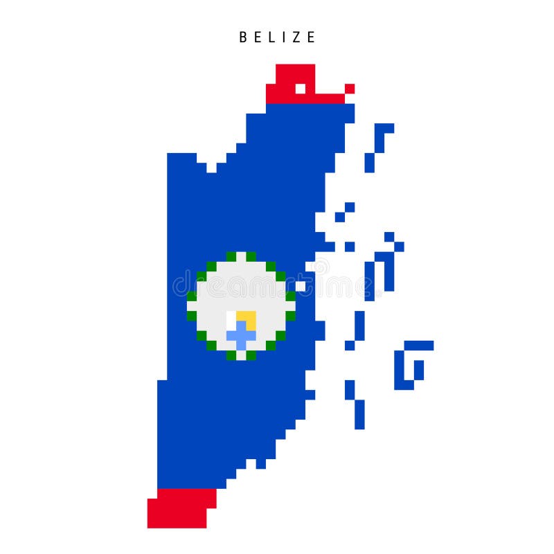 Belize Pixel Flag Map Icon. Flat Vector Illustration Isolated on White ...