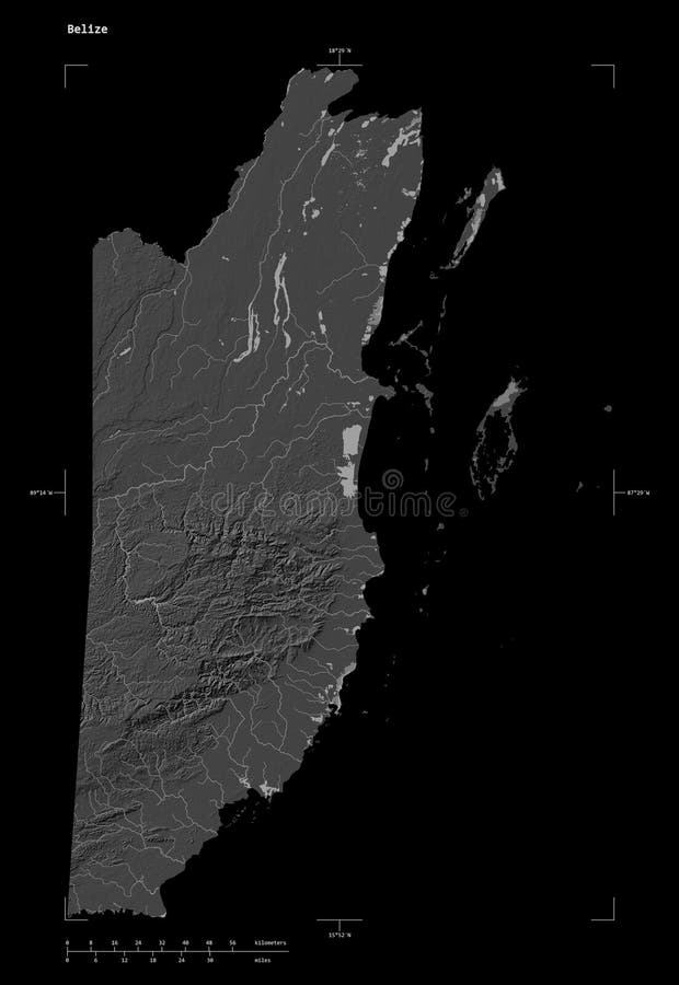Belize Shape on Black. Bilevel Stock Illustration - Illustration of ...