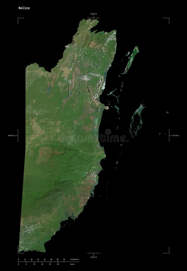 Belize Shape on Black. High-res Satellite Stock Illustration ...