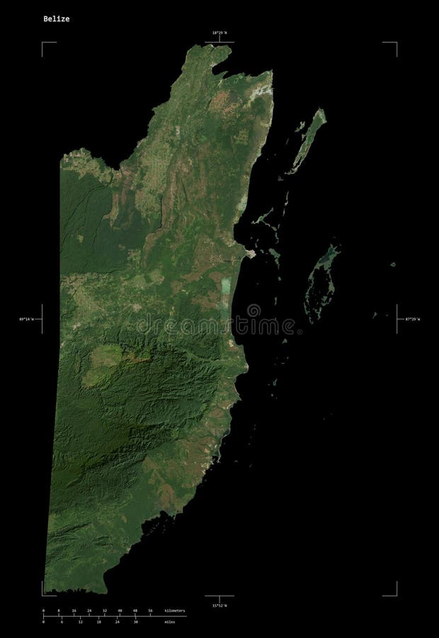 Belize Shape on Black. Low-res Satellite Stock Illustration ...