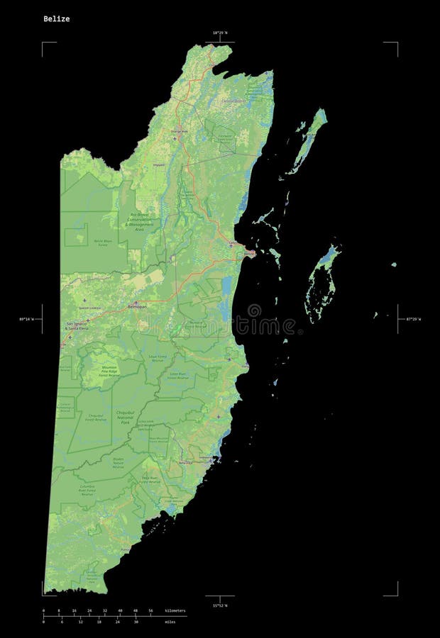 Belize Shape on Black. Topo Standard Stock Illustration - Illustration ...