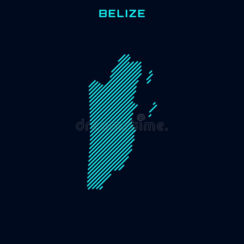 Belize Striped Map Vector Design Template with Blue Background. Stock ...