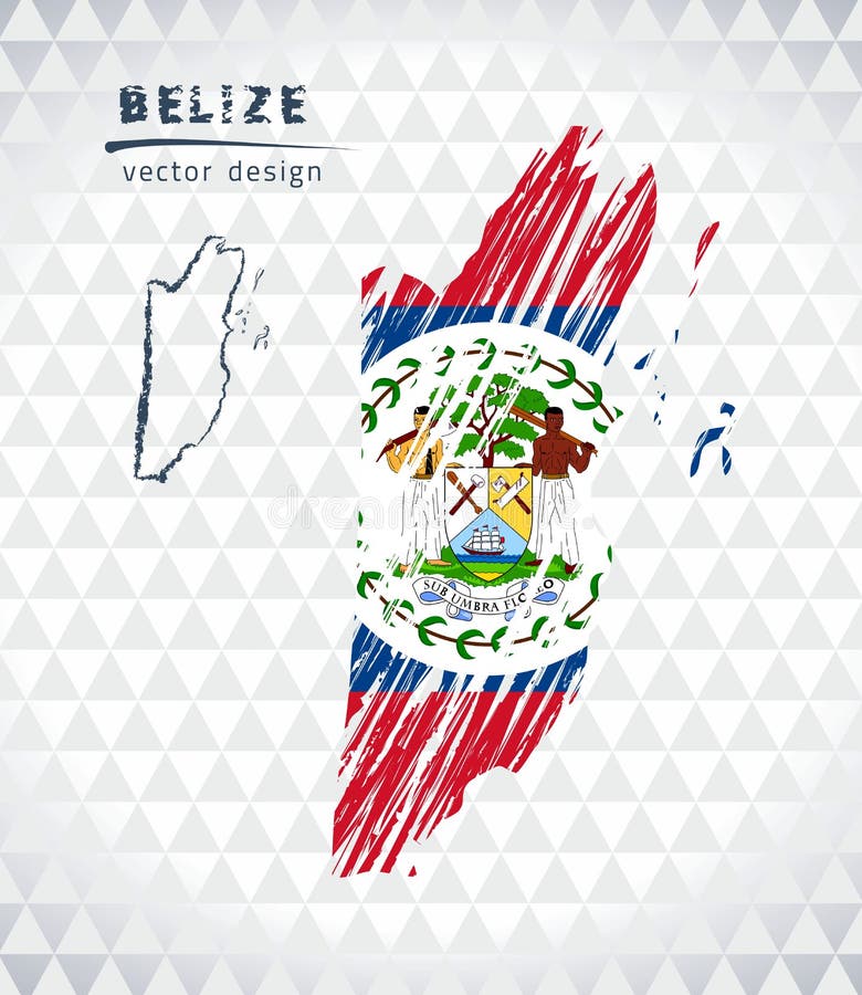 Belize National Vector Drawing Map on White Background Stock Vector ...