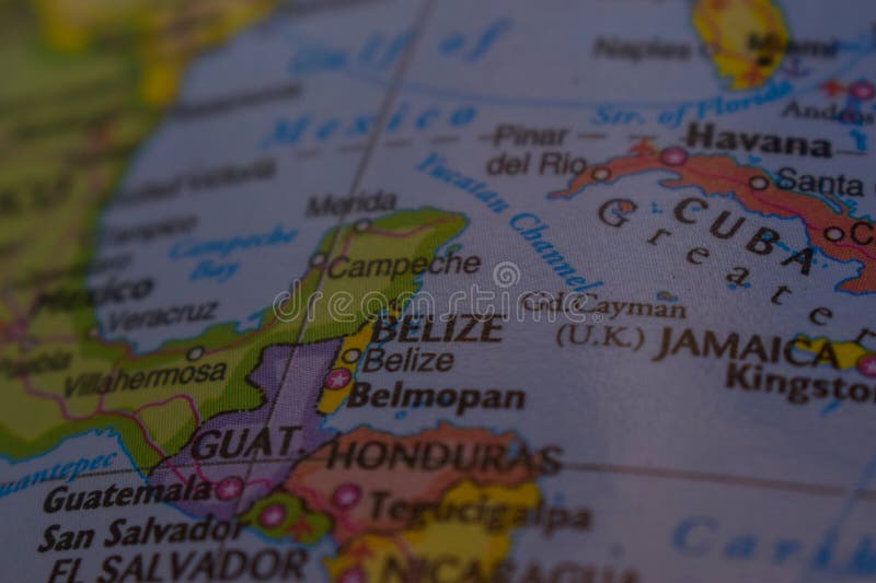 Belize on the World Map-Geo Political Map Stock Photo - Image of flat ...