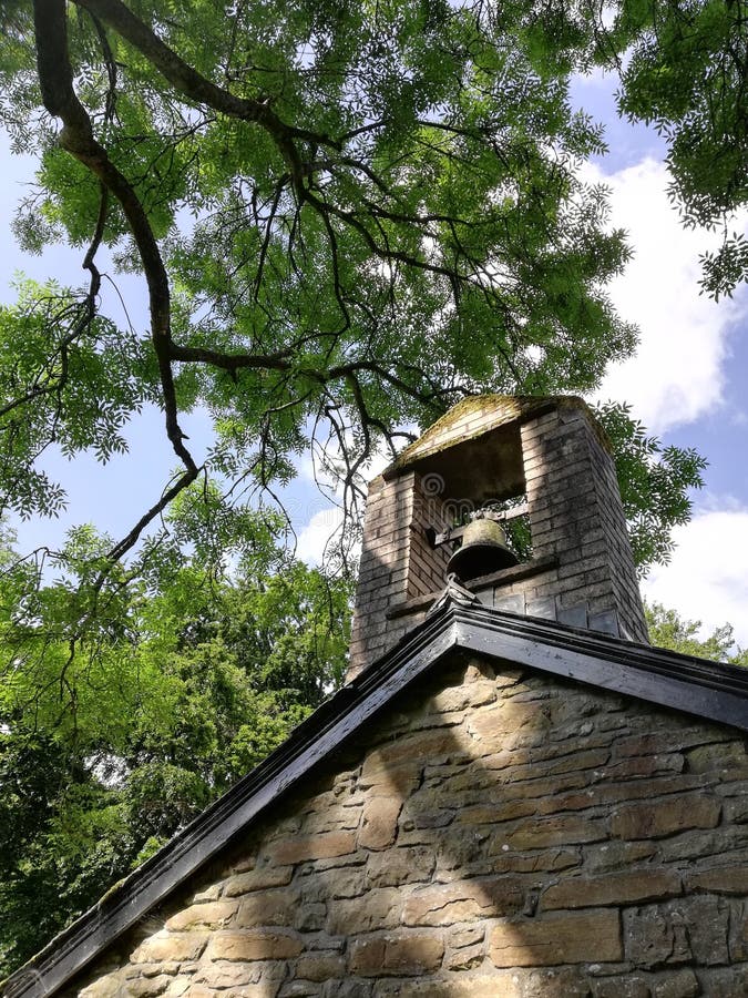 Bell stock photo. Image of bell, park, roof, trees, brick - 153642736