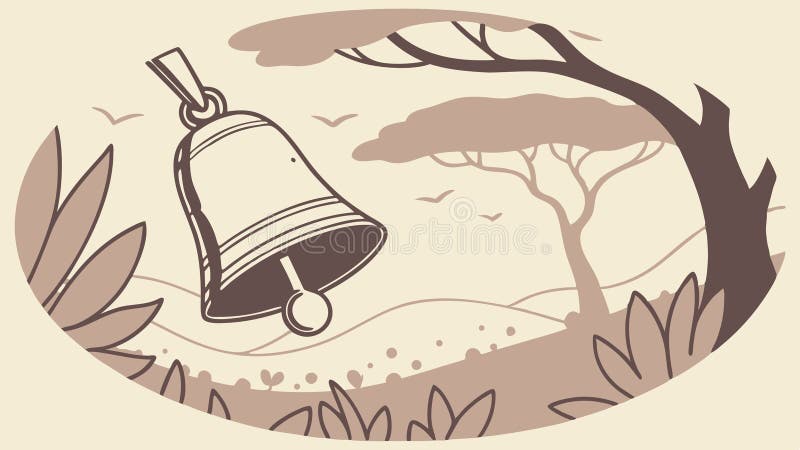 Bell with African Landscape and Tree Vector Art, Vector Design ...