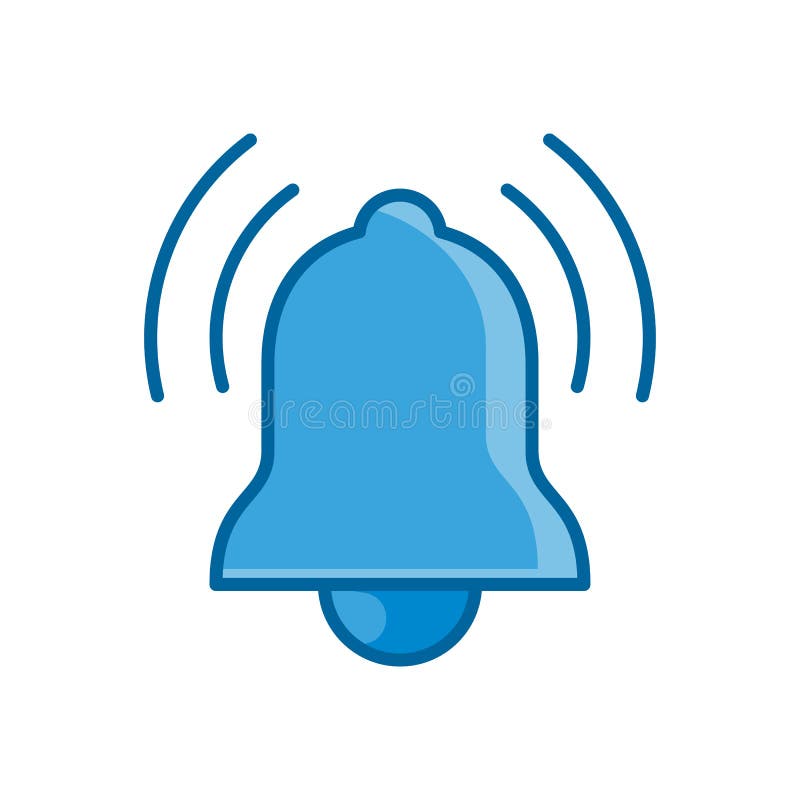 Bell Blue Flat Icon Vector Illustration Isolated on White Background ...