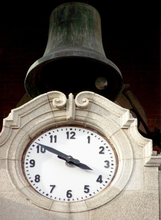 Bell and clock stock photo. Image of blue, belfry, rural - 90620362