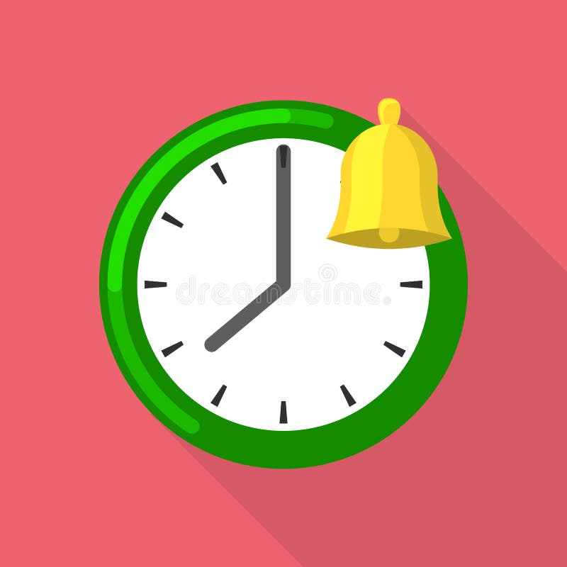 Bell Clock Icon, Flat Style Stock Illustration - Illustration of number ...