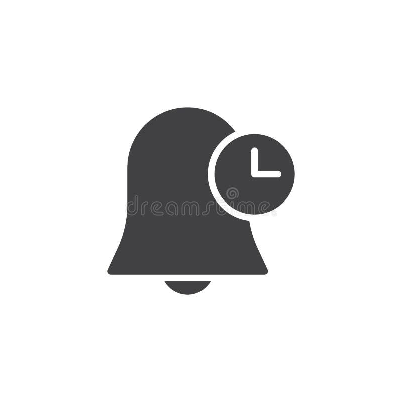 Bell and clock vector icon stock vector. Illustration of single - 130867437