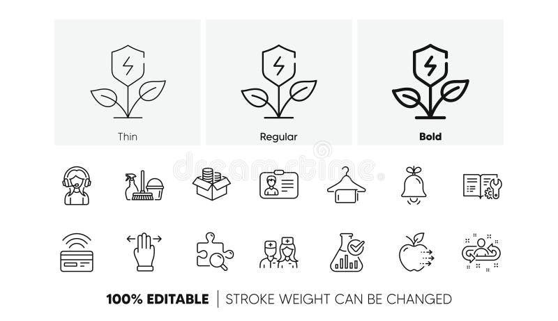 Bell, Contactless Payment and Household Service Line Icons. for Web App ...