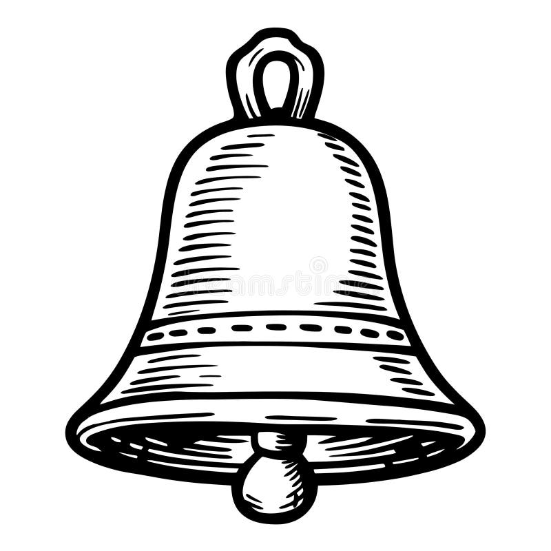 A Bell is Drawn in Black and White Stock Photo - Illustration of white ...