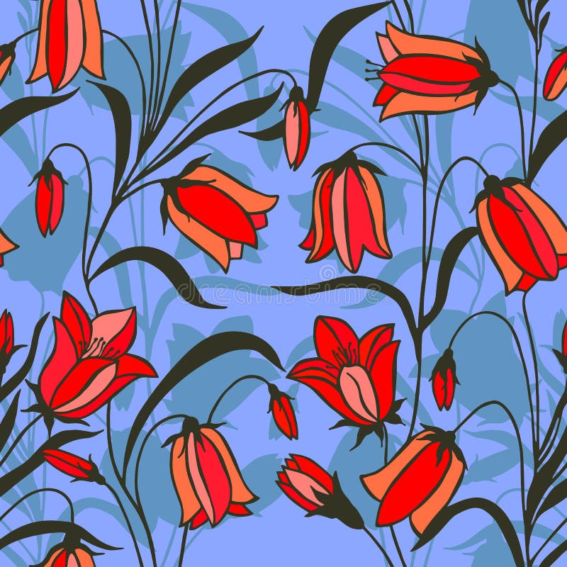Bell Flowers Seamless Pattern. Vector Stock Illustration Eps10. Stock ...