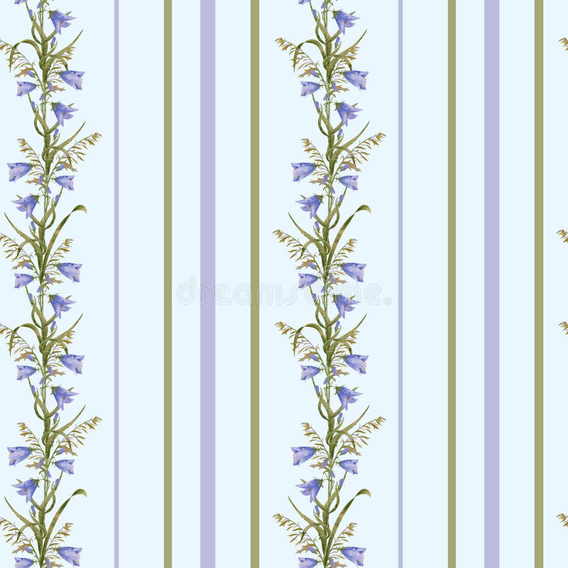 Bell Flowers. Wild Flowers, Abstract Seamless Pattern. Flowers with ...