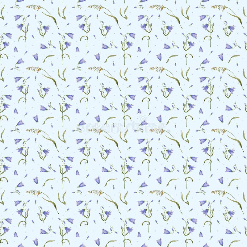 Bell Flowers. Wild Flowers, Seamless Pattern. Blue Wild Flowers. Design ...