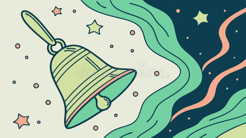 Bell with Flowing River Landscape Vector Illustration, Harmony and ...