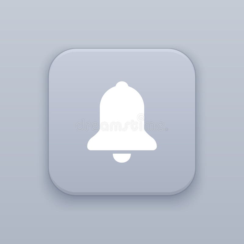 Bell, Gray Vector Button with White Icon Stock Vector - Illustration of ...