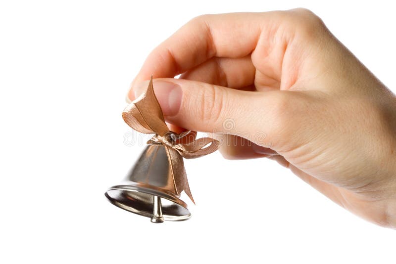 Bell in the hand stock photo. Image of ribbon, adult - 21479842