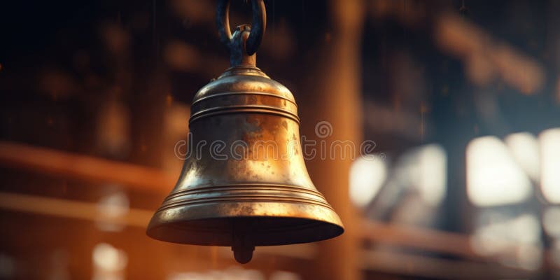 Bell Hanging from a Chain in a Room, Suitable for Interior Design ...