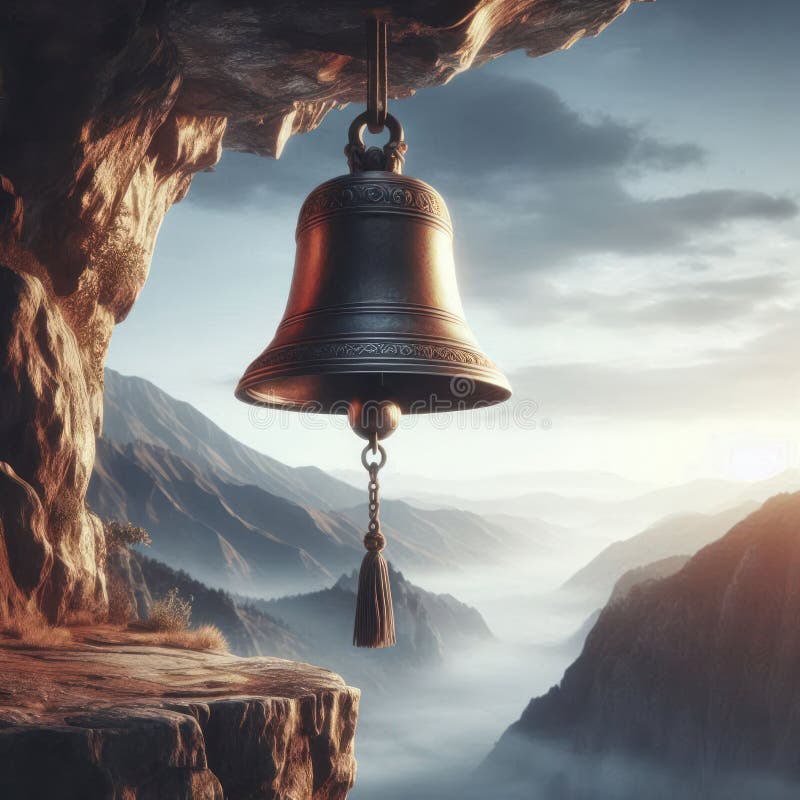 A Bell Hanging on a Rock among the Mountains. Stock Image - Image of ...