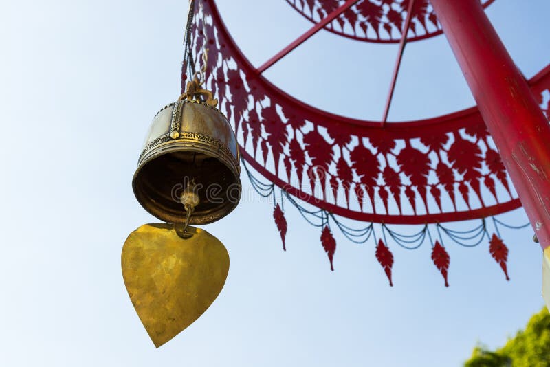 Bell Hanging from Traditional Metal Umbrella Stock Photo - Image of ...