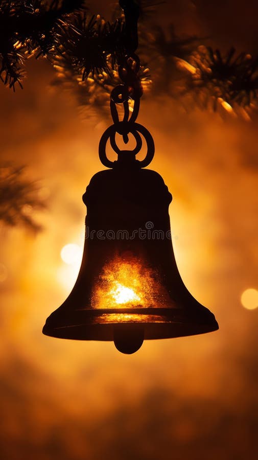 Bell Hanging from a Tree with a Light Inside Stock Illustration ...