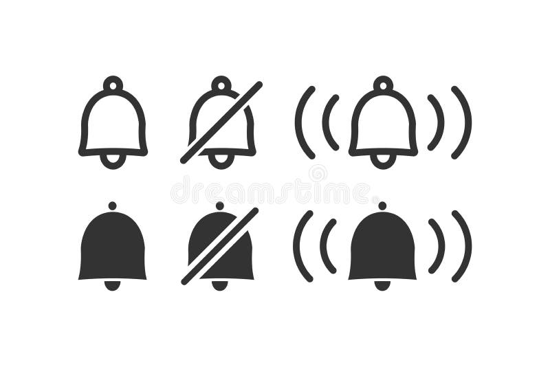 Bell Icon. Alarm Clock Symbol. Sign App Button Vector Stock ...