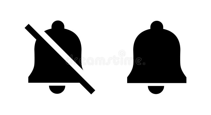 Bell Icon in Generic Style. Mute and Unmute Bells Sign Symbol ...