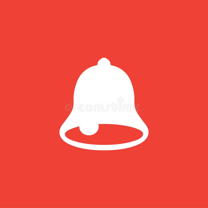 Bell Icon on Red Background. Red Flat Style Vector Illustration Stock ...