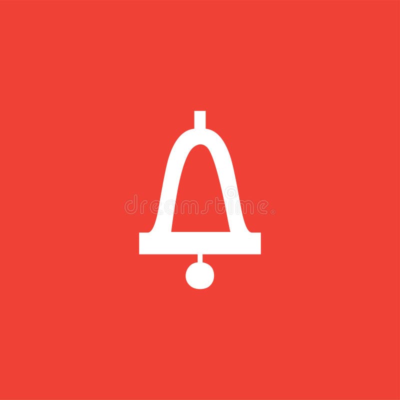 Bell Icon on Red Background. Red Flat Style Vector Illustration Stock ...