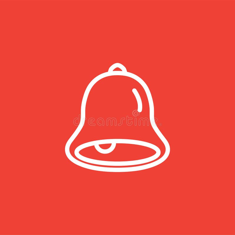 Bell Icon on Red Background. Red Flat Style Vector Illustration Stock ...
