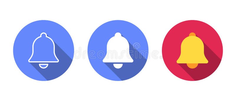 Bell Icon Set with Long Shadow. Notification Alert Concept Stock Vector ...