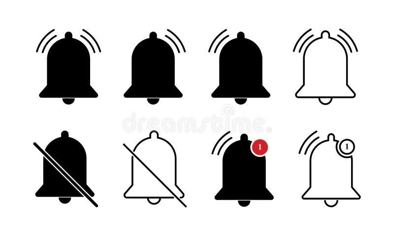 Bell Icons Set Flat Web Icons Vector Illustration Bell Icons for Web ...