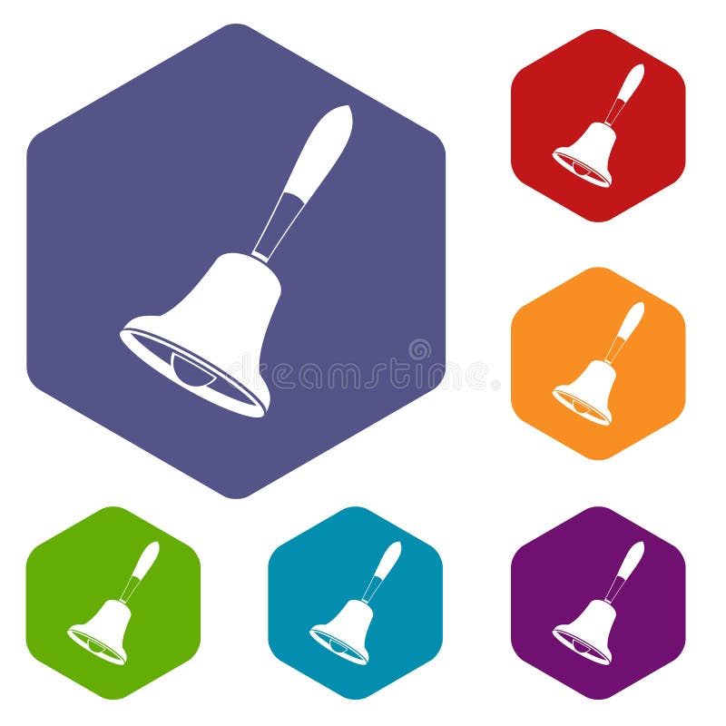 Bell icons set hexagon stock vector. Illustration of hexagon - 91691473