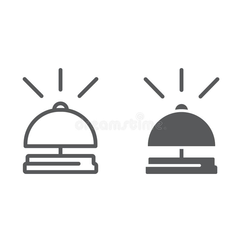 Reception Line and Glyph Icon, Hotel and Call, Reception Desk Sign ...