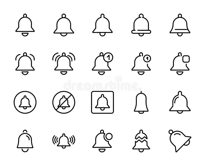 Bell line icon set stock vector. Illustration of bell - 193669902