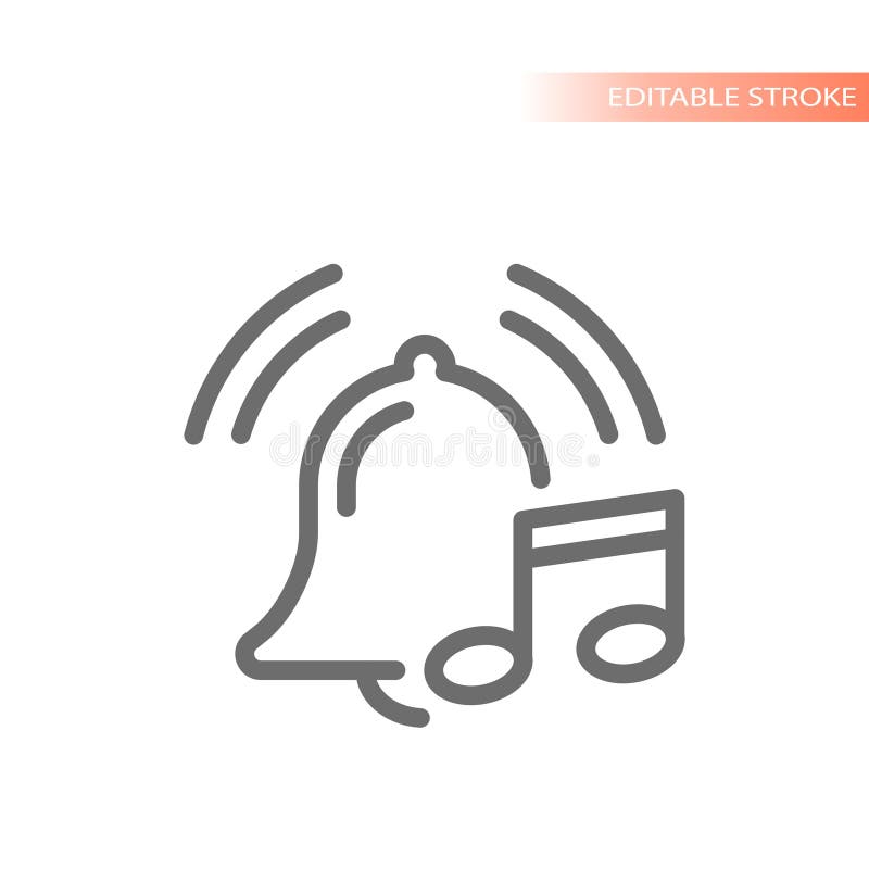 Bell and Music Notes Line Vector Icon Stock Vector - Illustration of ...